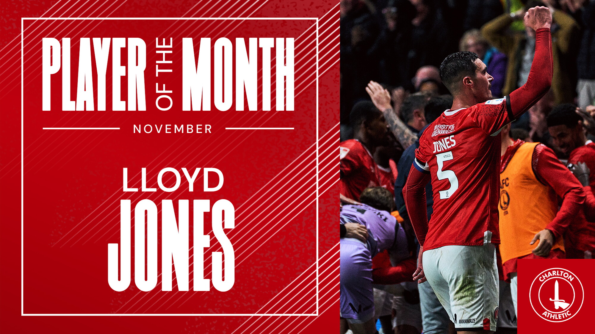 Lloyd Jones voted Player of the Month for November | Charlton Athletic Football Club